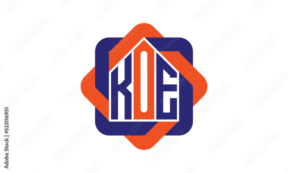 KOE three letter real estate logo with home icon logo design vector ...