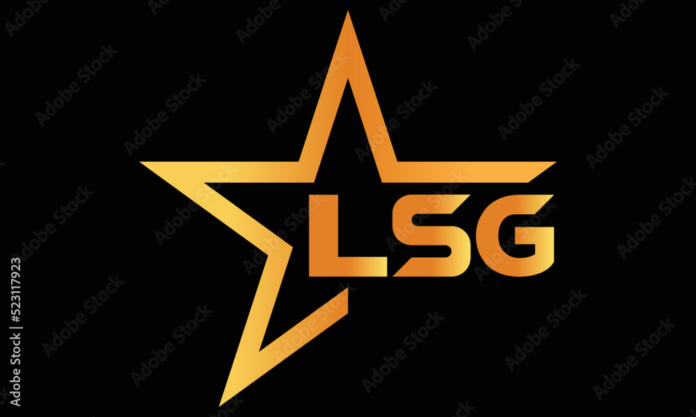 LSG golden luxury star icon three letter logo design vector template ...