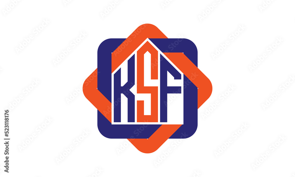 KSF three letter real estate logo with home icon logo design vector ...