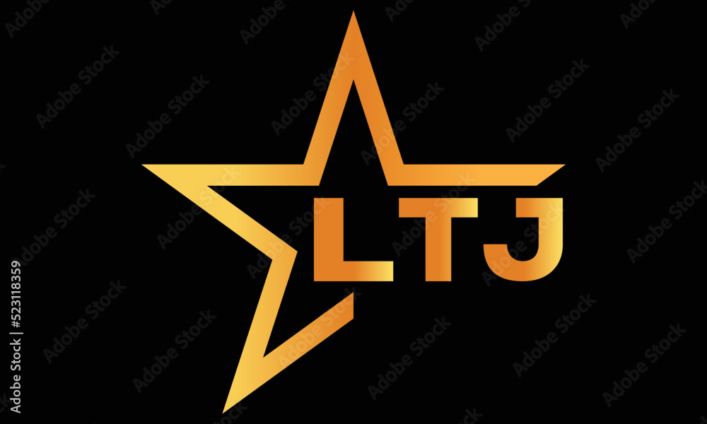 LTJ golden luxury star icon three letter logo design vector template. royal logo | luxury logo ...