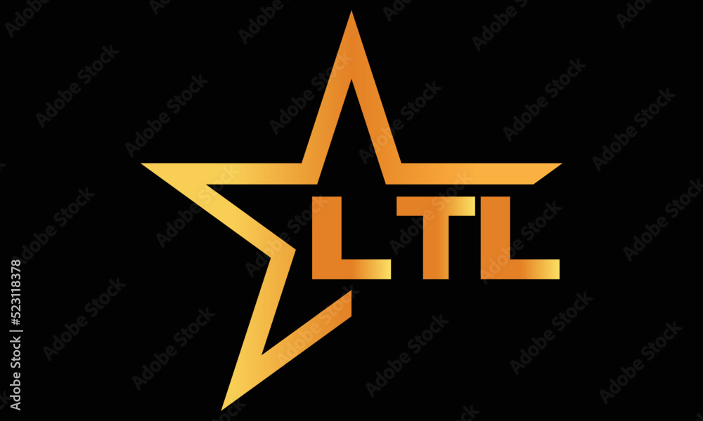 LTL golden luxury star icon three letter logo design vector template ...