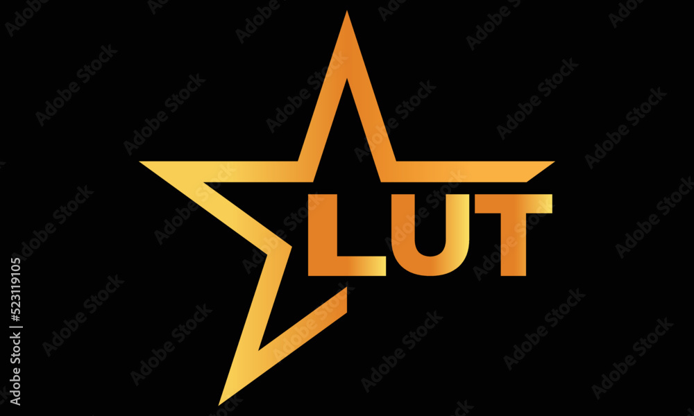 LUT golden luxury star icon three letter logo design vector template ...