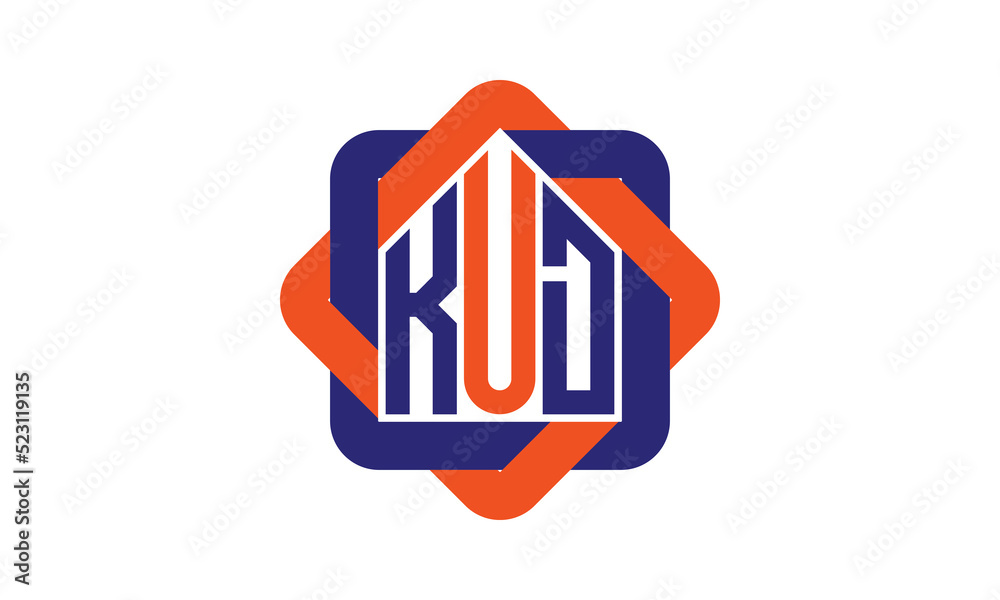 KUD three letter real estate logo with home icon logo design vector ...