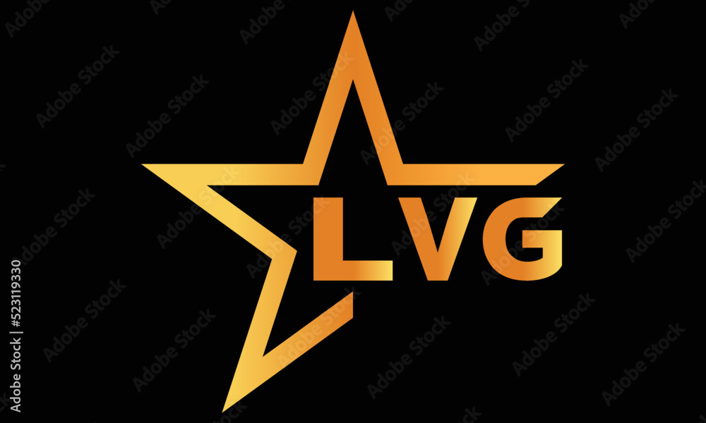 LVG golden luxury star icon three letter logo design vector template ...