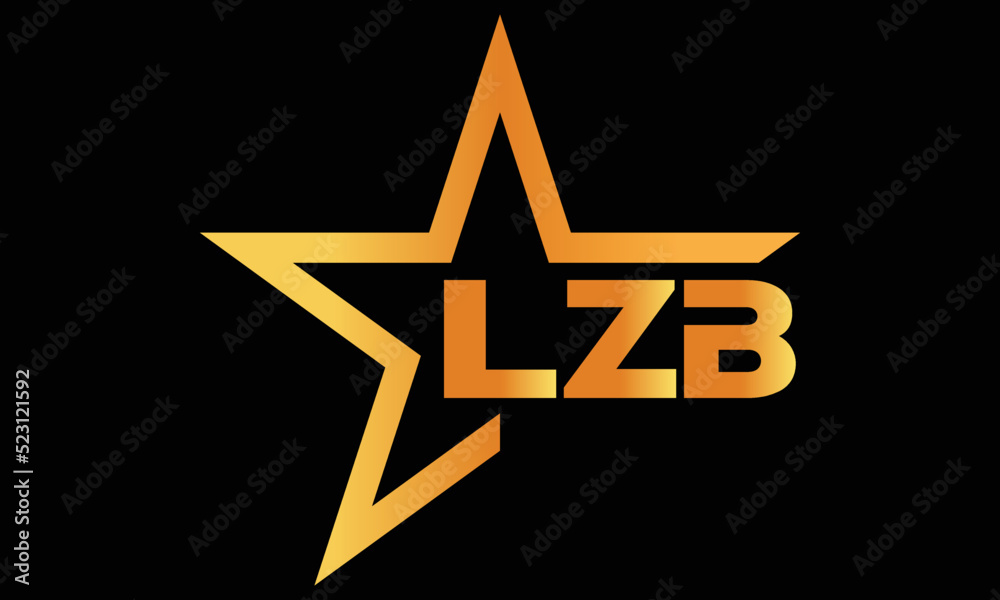 LZB golden luxury star icon three letter logo design vector template ...