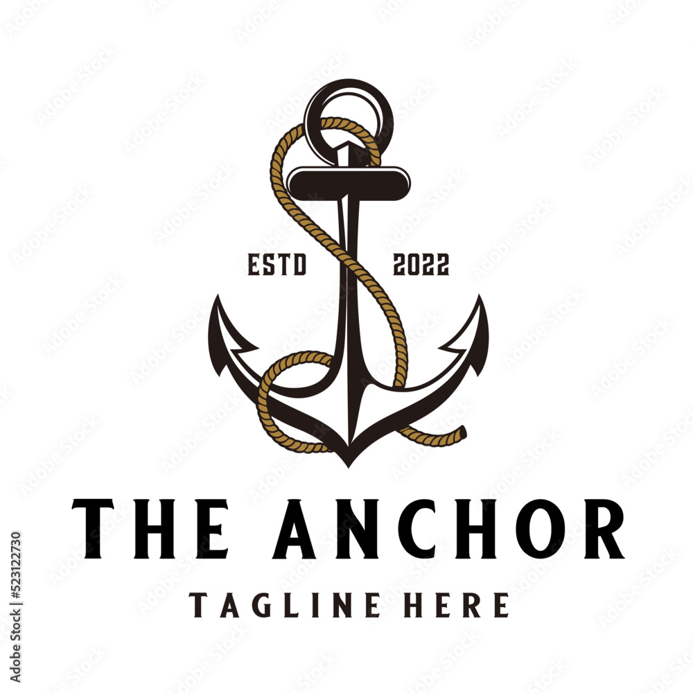simple and elegant vector anchor logo design Stock Vector | Adobe Stock