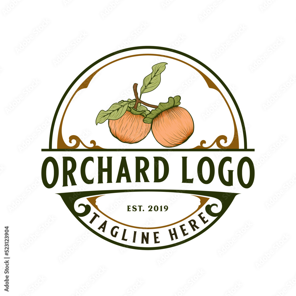 desain vintage retro logo orchard. vektor Stock Vector | Adobe Stock
