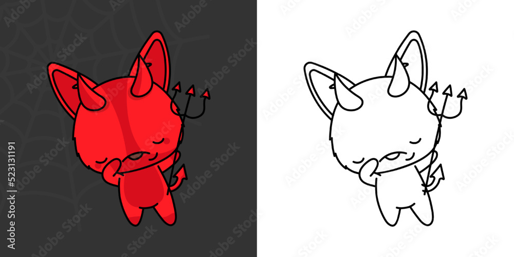 Halloween Corgi Dog Clipart for Coloring Page and Multicolored ...