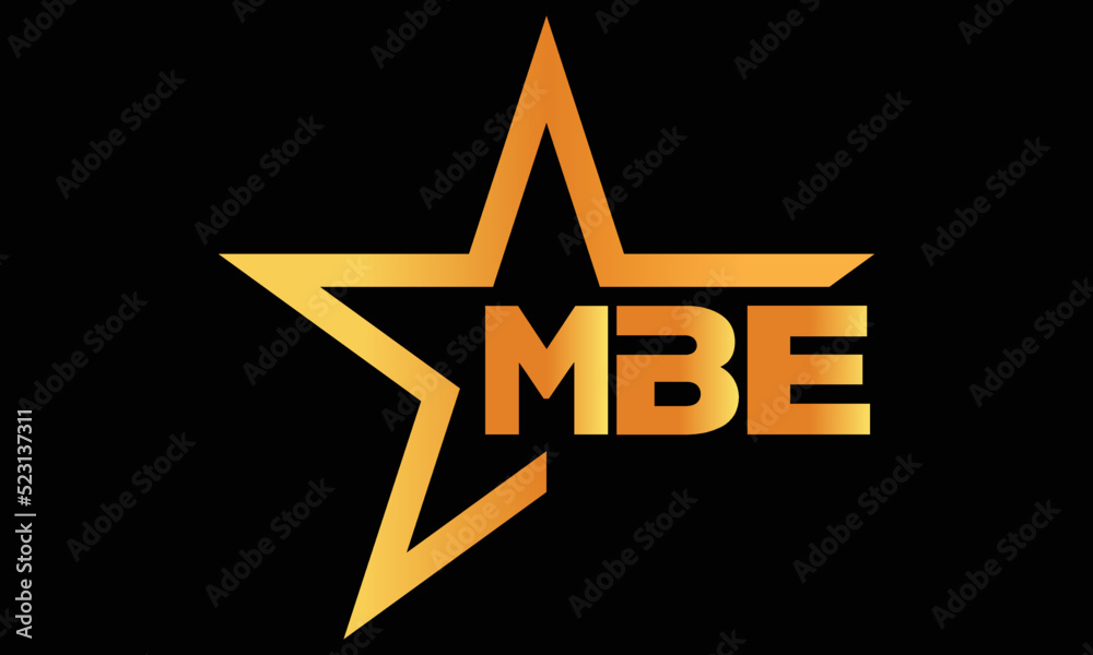 MBE golden luxury star icon three letter logo design vector template ...