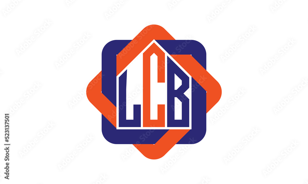 LCB three letter real estate logo with home icon logo design vector ...