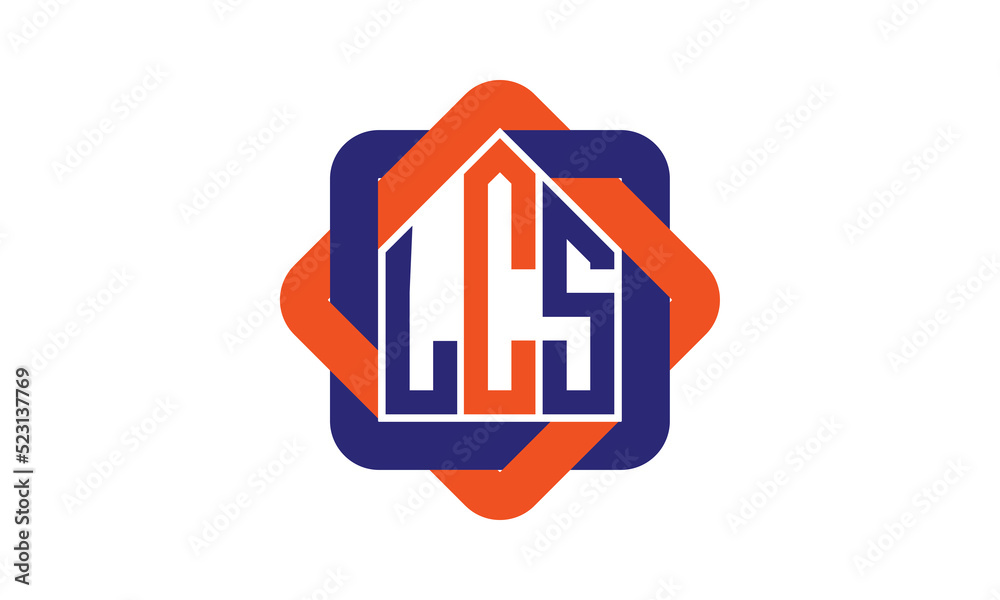 LCS three letter real estate logo with home icon logo design vector ...