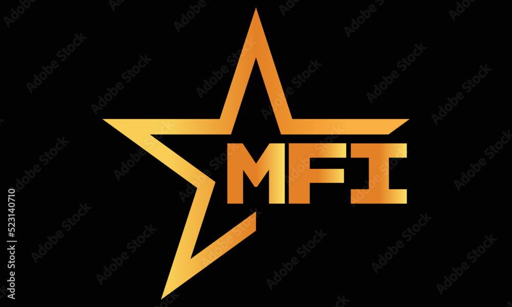 MFI golden luxury star icon three letter logo design vector template ...
