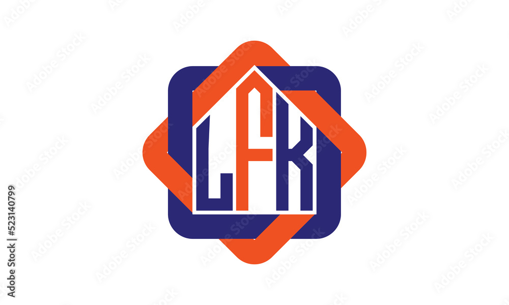 LFK three letter real estate logo with home icon logo design vector ...