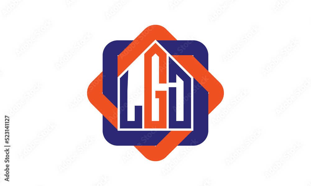 LGD three letter real estate logo with home icon logo design vector ...
