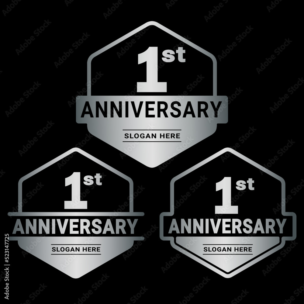 1 years anniversary celebration logotype. 1st anniversary logo ...