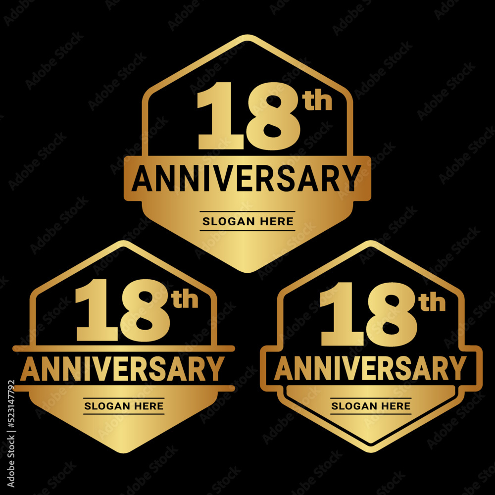 Vetor de 18 years anniversary celebration logotype. 18th anniversary ...