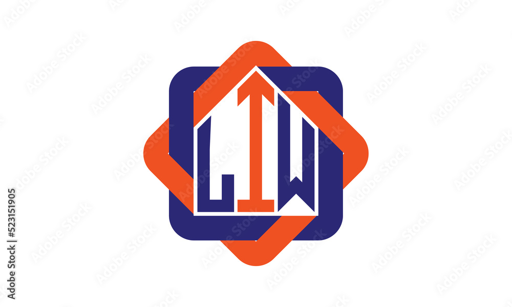 LIW three letter real estate logo with home icon logo design vector ...