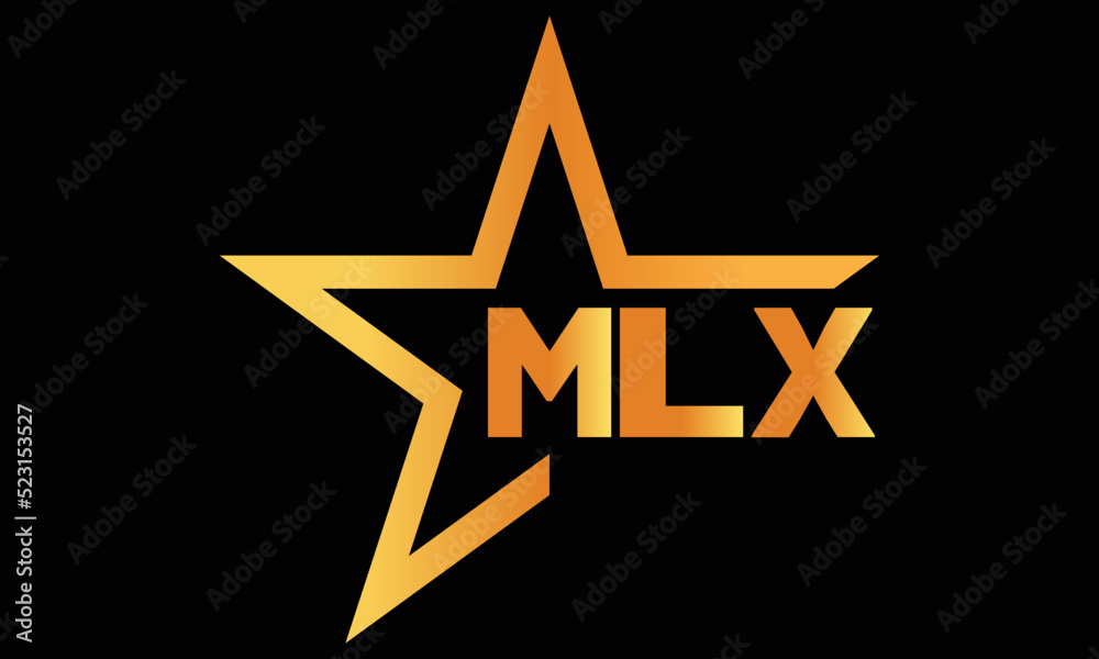 MLX golden luxury star icon three letter logo design vector template ...