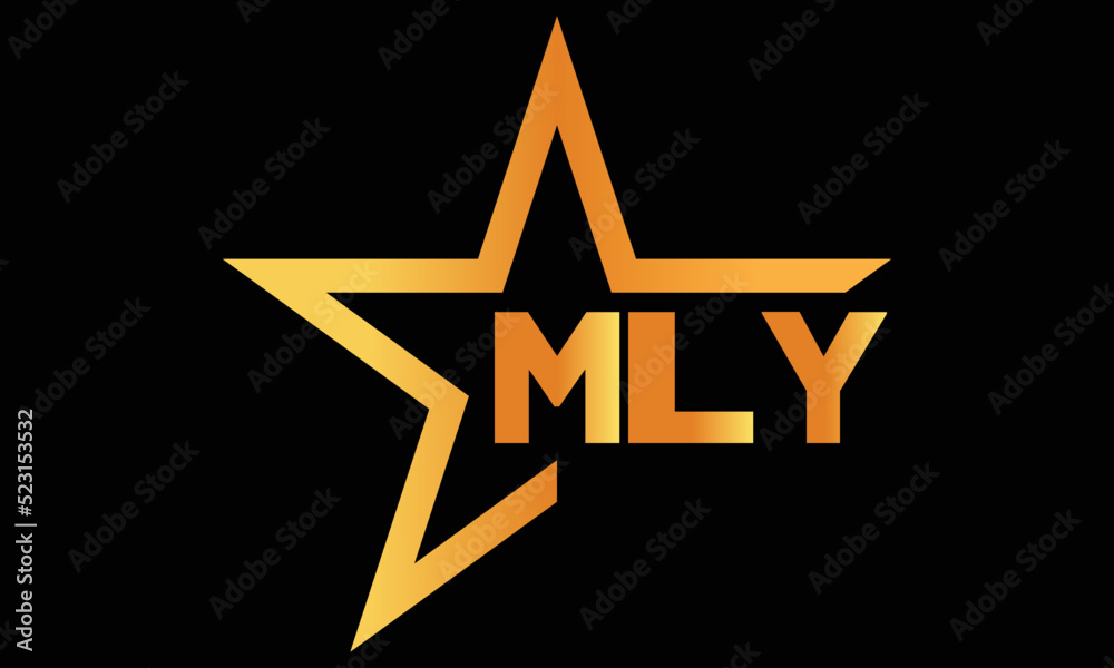 MLY golden luxury star icon three letter logo design vector template ...