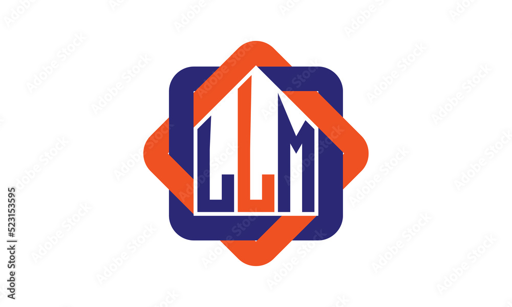 LLM three letter real estate logo with home icon logo design vector ...