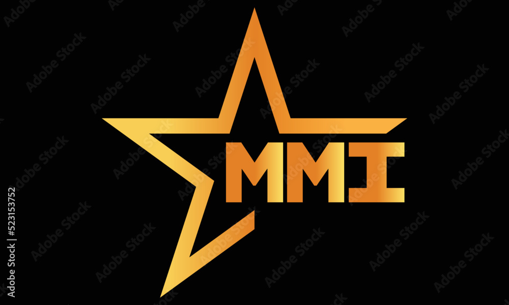 MMI golden luxury star icon three letter logo design vector template ...