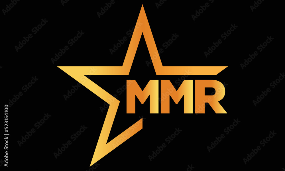 MMR golden luxury star icon three letter logo design vector template ...