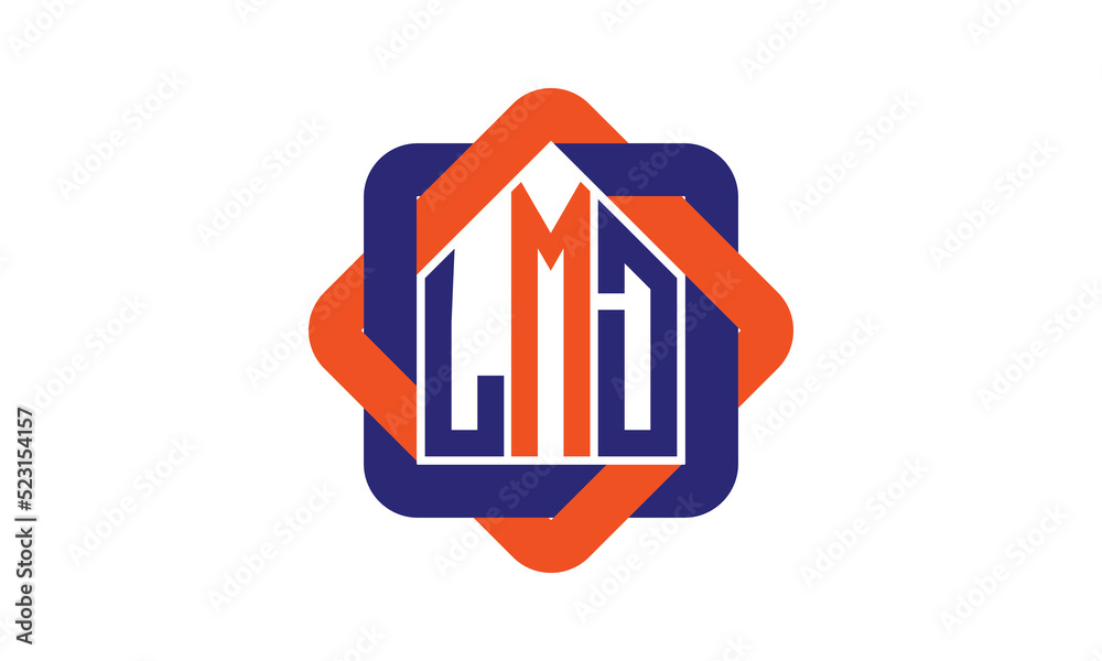 LMD three letter real estate logo with home icon logo design vector ...