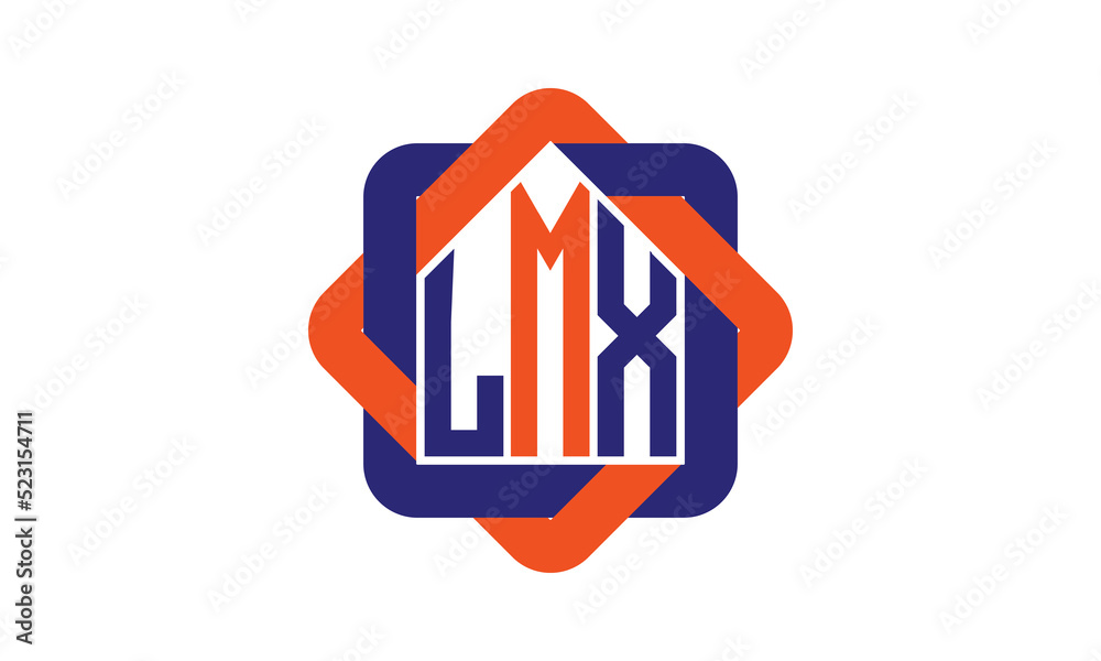 LMX three letter real estate logo with home icon logo design vector ...