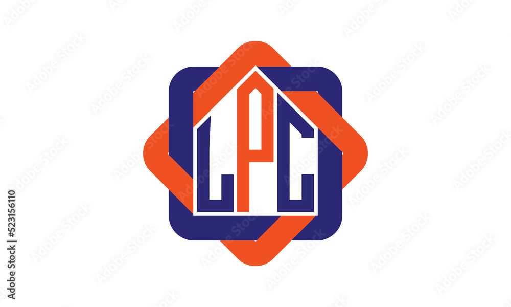 LPC three letter real estate logo with home icon logo design vector ...