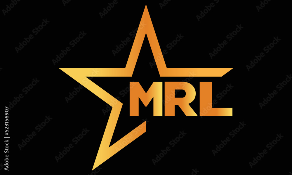 MRL golden luxury star icon three letter logo design vector template ...