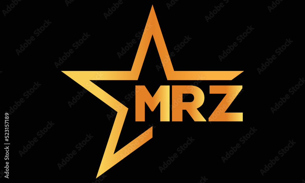 MRZ golden luxury star icon three letter logo design vector template ...