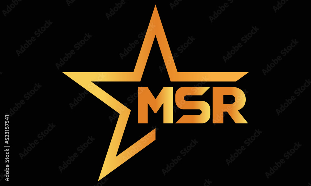 MSR golden luxury star icon three letter logo design vector template ...