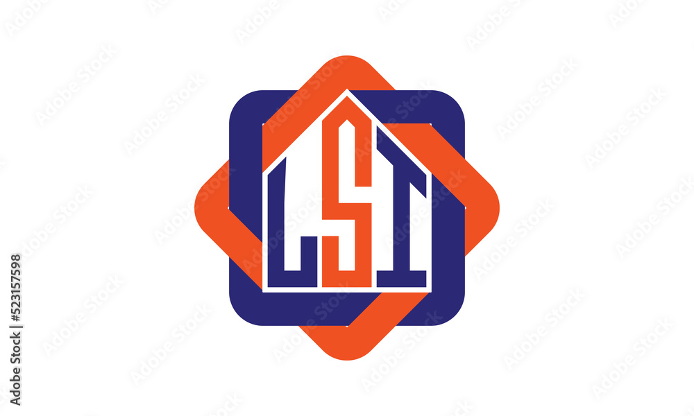 LSI three letter real estate logo with home icon logo design vector ...