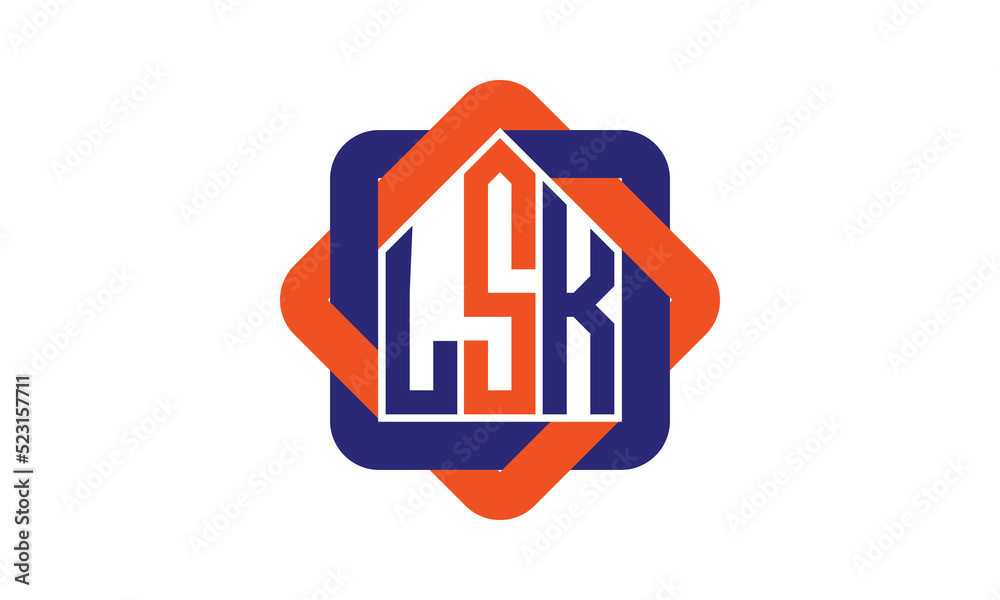 LSK three letter real estate logo with home icon logo design vector ...