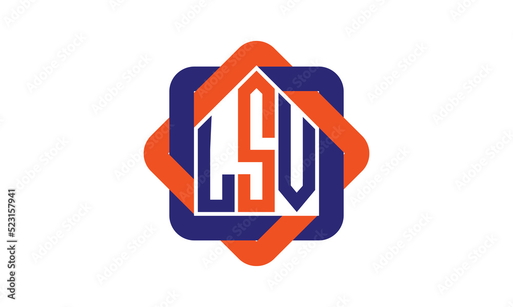 LSV three letter real estate logo with home icon logo design vector ...