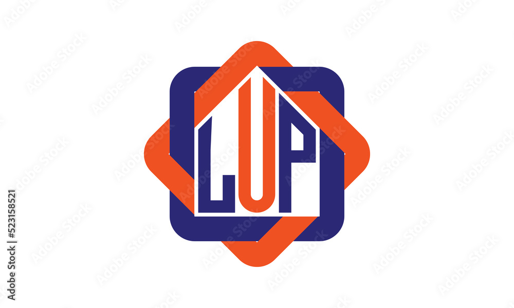 LUP three letter real estate logo with home icon logo design vector ...