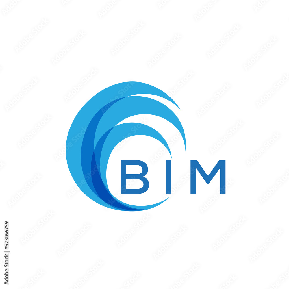 BIM letter logo. BIM blue image on white background. BIM Monogram logo ...