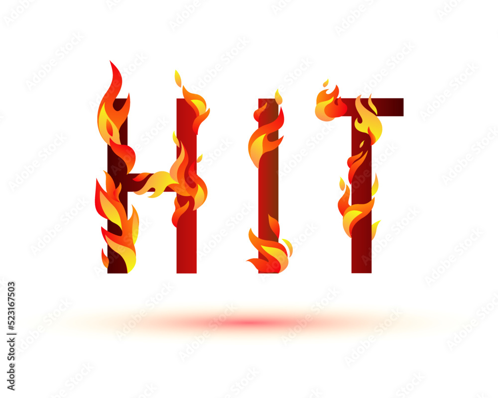 Hit. Vector burning word. Symbol with flaming fire Stock Vector | Adobe ...