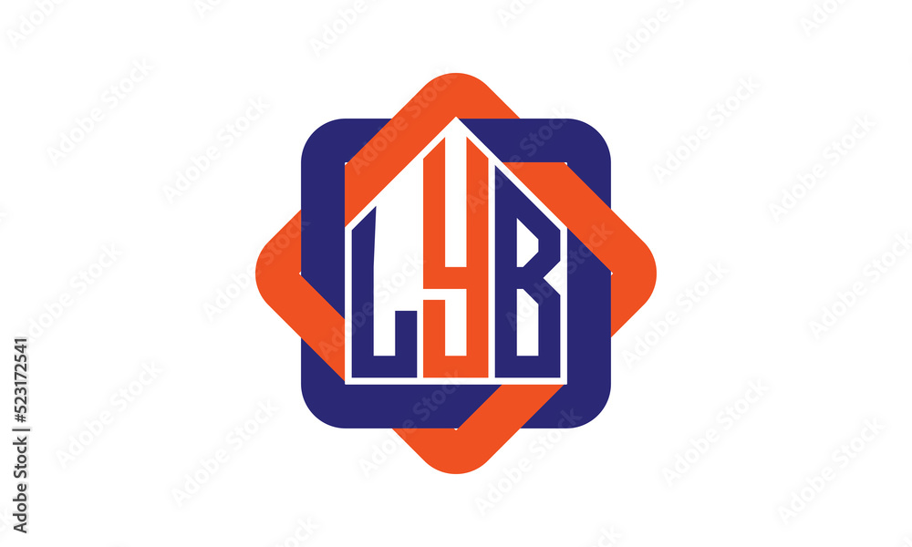 LYB three letter real estate logo with home icon logo design vector ...
