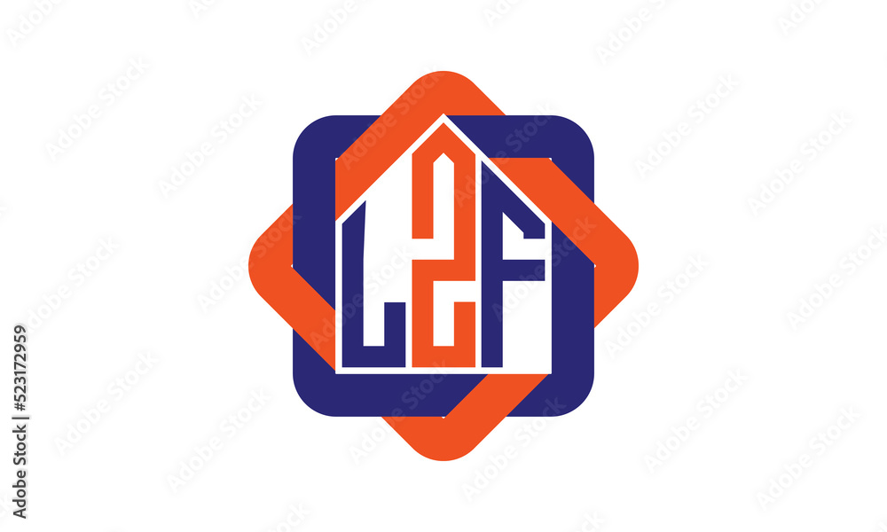 Poster LZF three letter real estate logo with home icon logo design ...