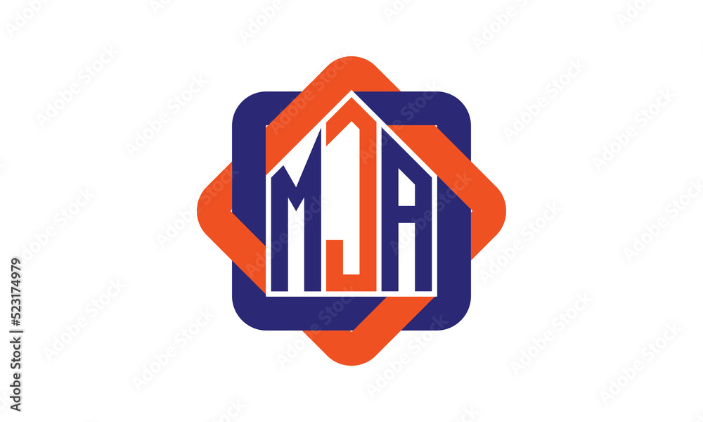 MJA three letter real estate logo with home icon logo design vector ...