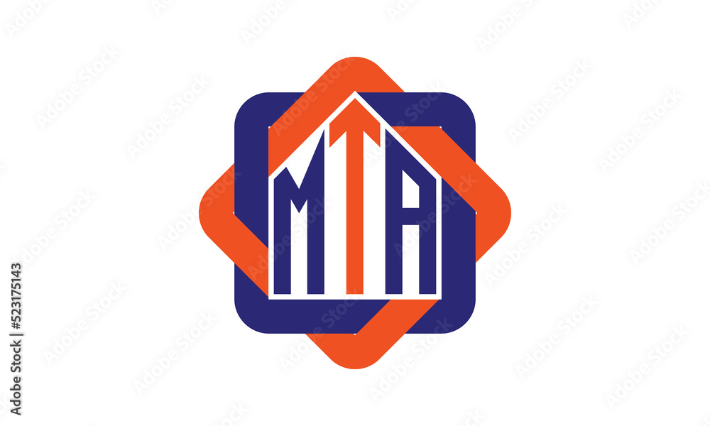 MTA three letter real estate logo with home icon logo design vector ...