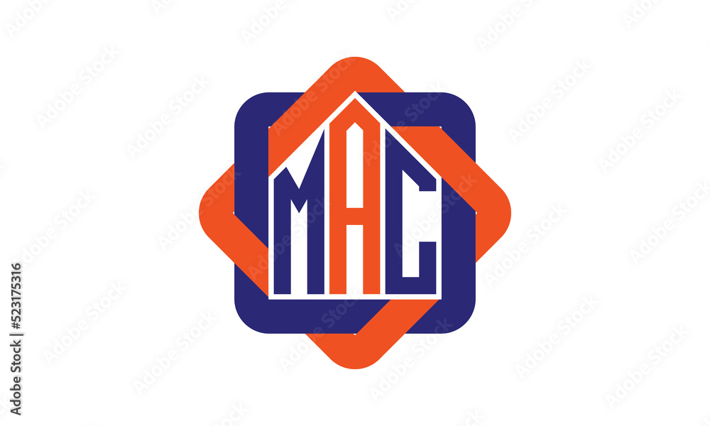 MAC three letter real estate logo with home icon logo design vector ...