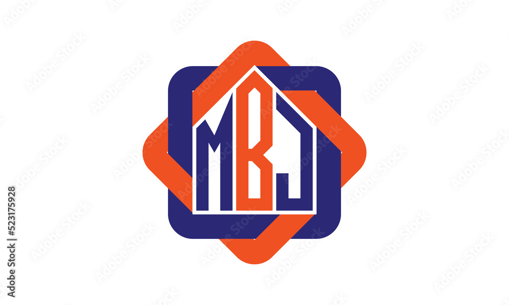 MBJ three letter real estate logo with home icon logo design vector ...