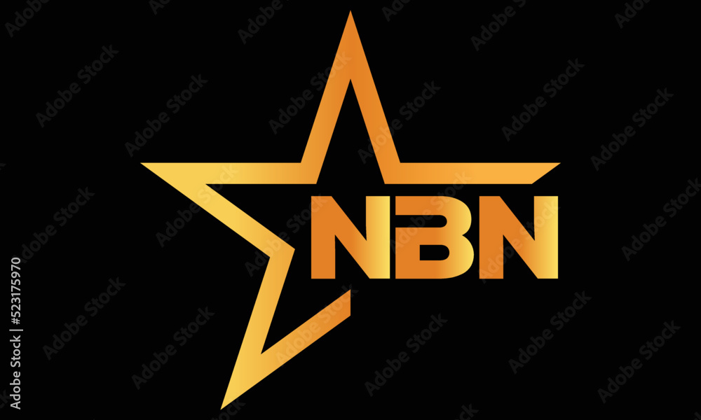 NBN golden luxury star icon three letter logo design vector template ...