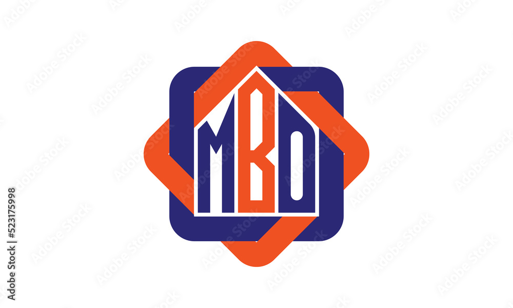 MBO three letter real estate logo with home icon logo design vector ...