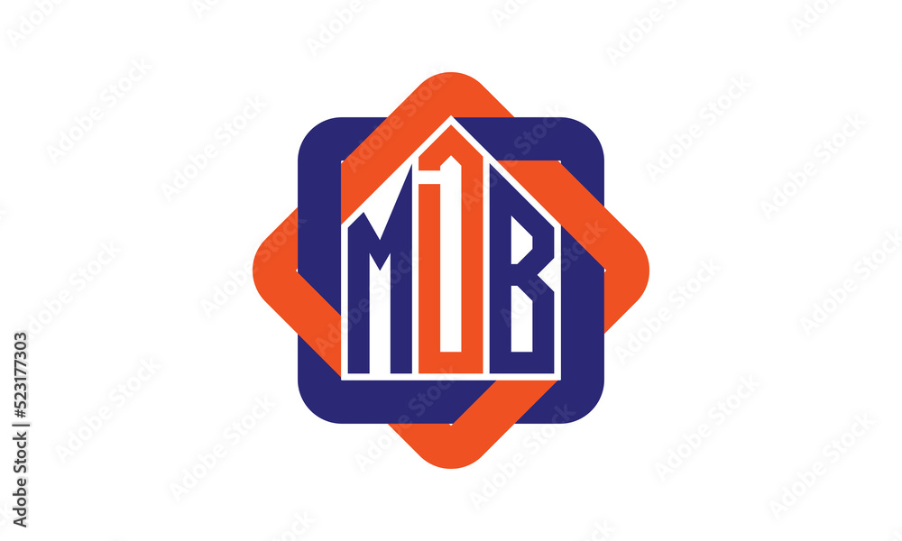 MDB three letter real estate logo with home icon logo design vector ...