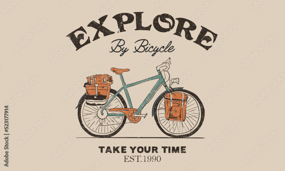 Explore by bicycle vector t shirt design. Cycle graphic print artwork ...