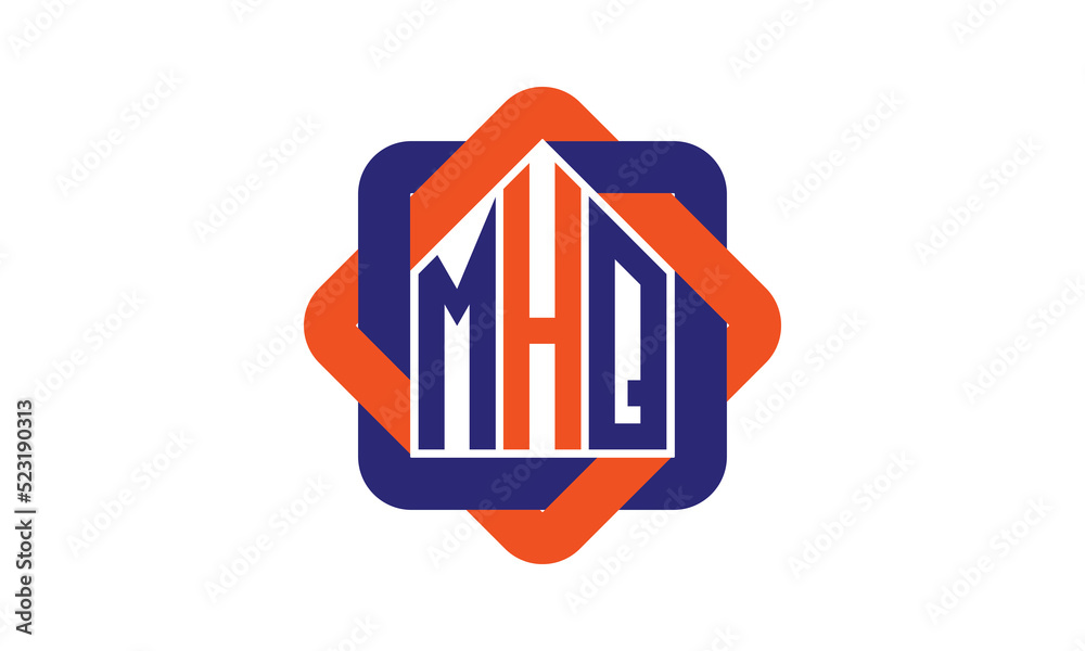 MHQ three letter real estate logo with home icon logo design vector ...