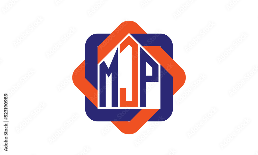 MJP three letter real estate logo with home icon logo design vector ...